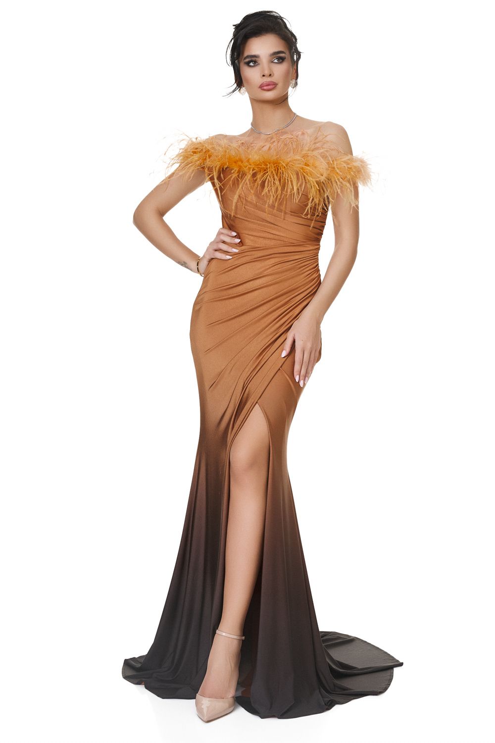 Ladies long brown dress Besama Bogas