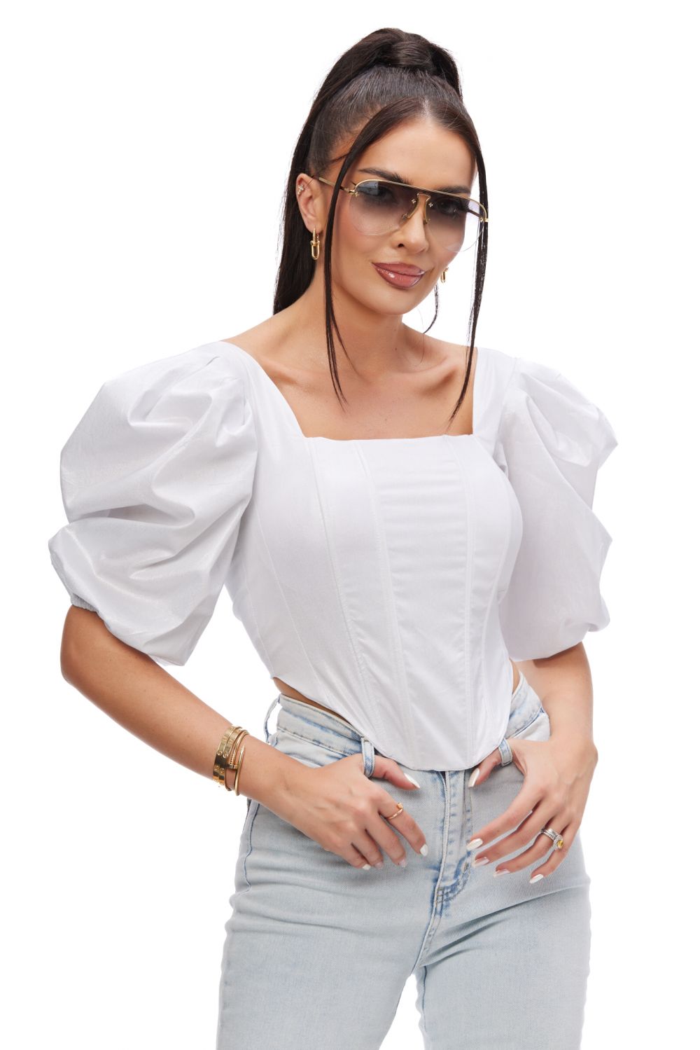 Corset dama elegant alb Bestyta Bogas